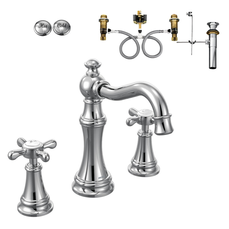 Moen Weymouth 2-Handle High-Arc Lavatory Widespread Bathroom Faucet with Drain Assembly | Wayfair